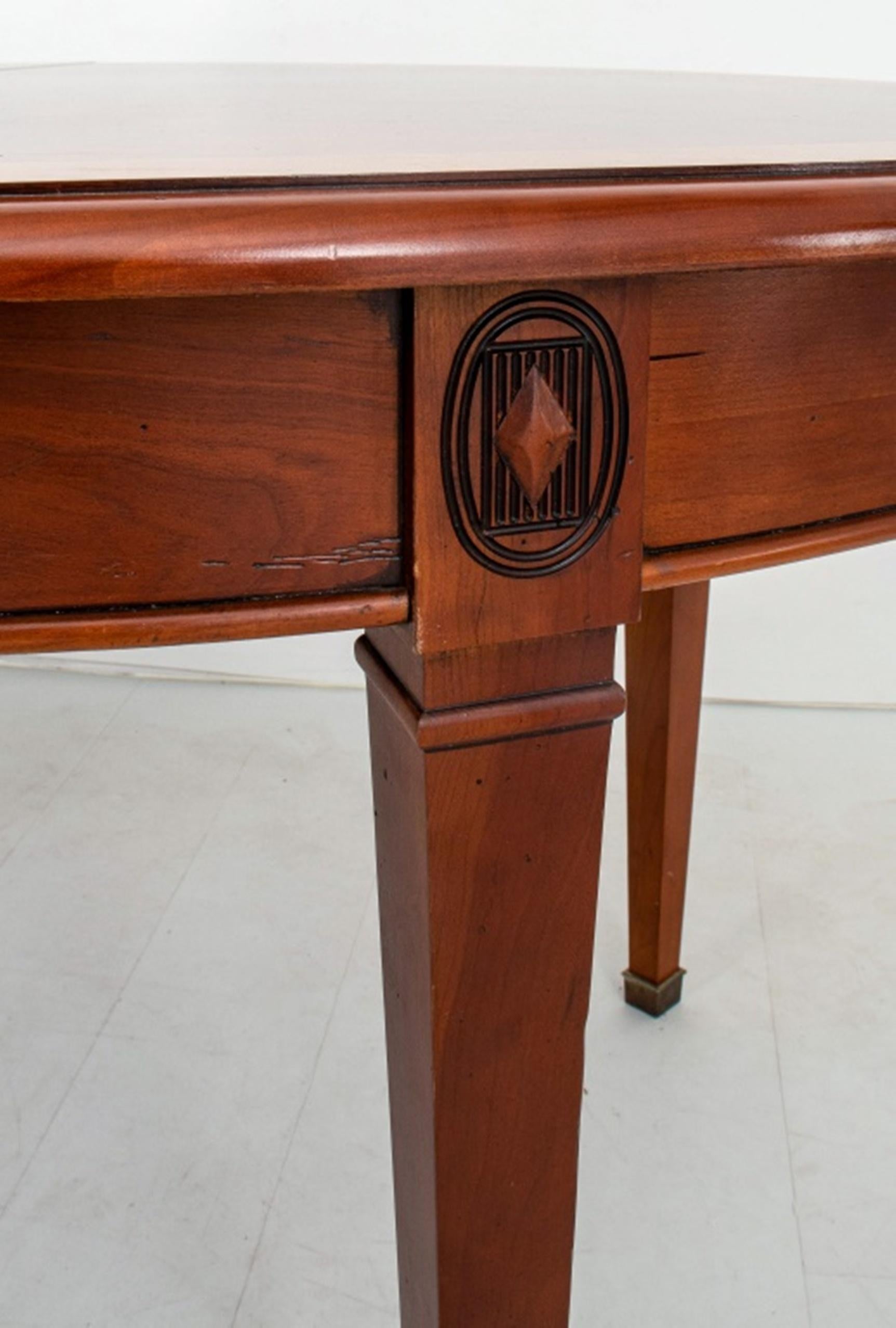Neoclassical Manner Oval Veneered Dining Table at 1stDibs