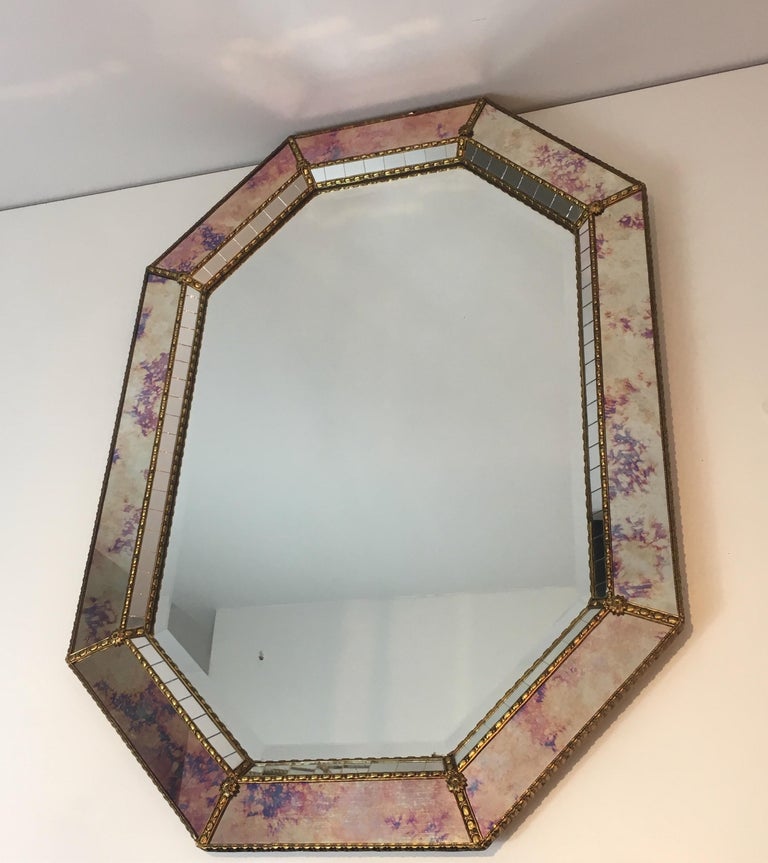 Neoclassical Multi-Faceted Octogonal Mirror Made of Faux-Antique Mirror ...
