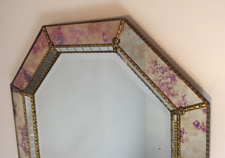 Neoclassical Multi-Faceted Octogonal Mirror Made of Faux-Antique Mirror ...