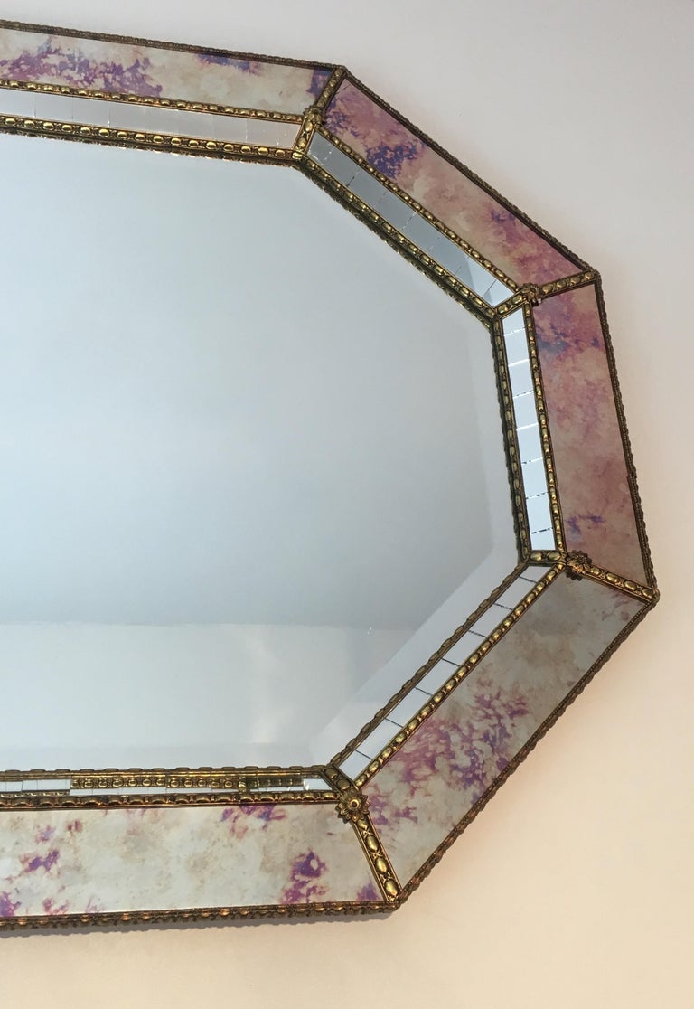 Neoclassical Multi-Faceted Octogonal Mirror Made of Faux-Antique Mirror ...