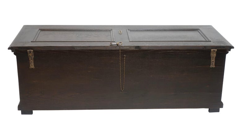 Neoclassical Oak Dowry Coffer with Architectural Detail, English 19th ...