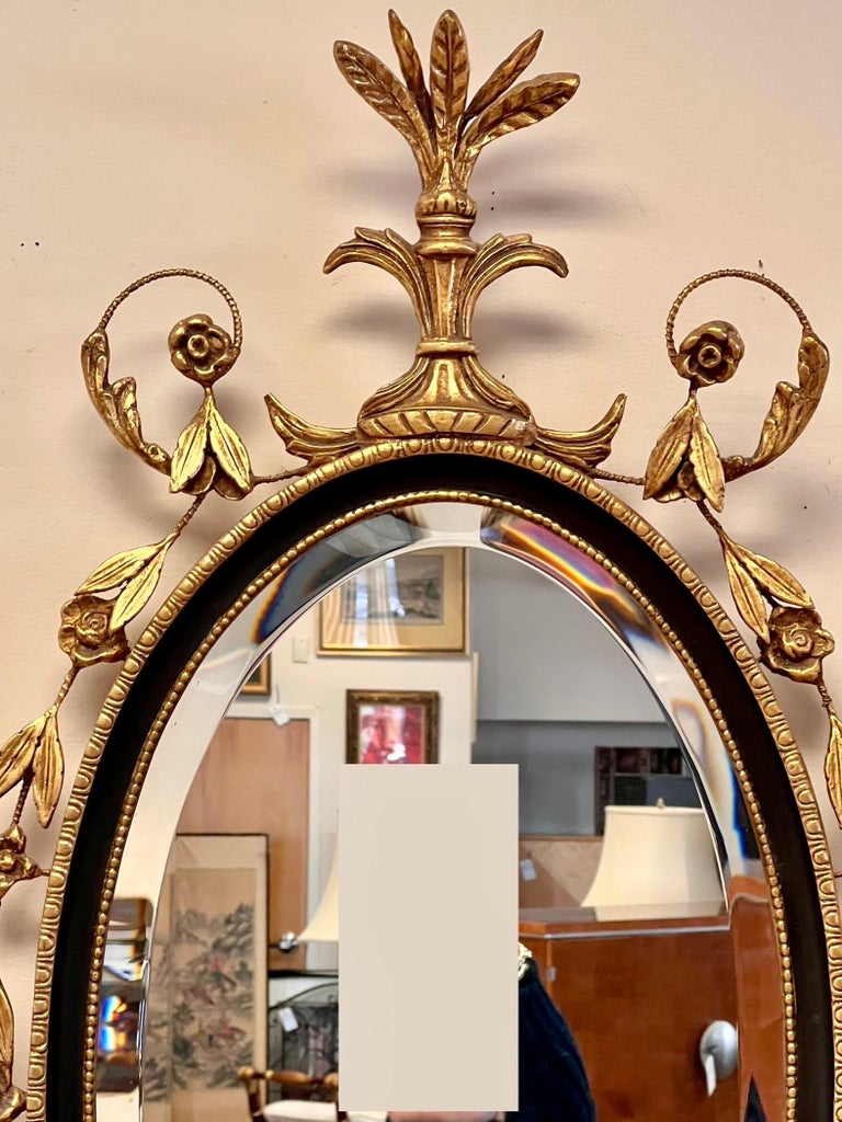 Neoclassical Oval Giltwood Wall Mirror For Sale at 1stDibs