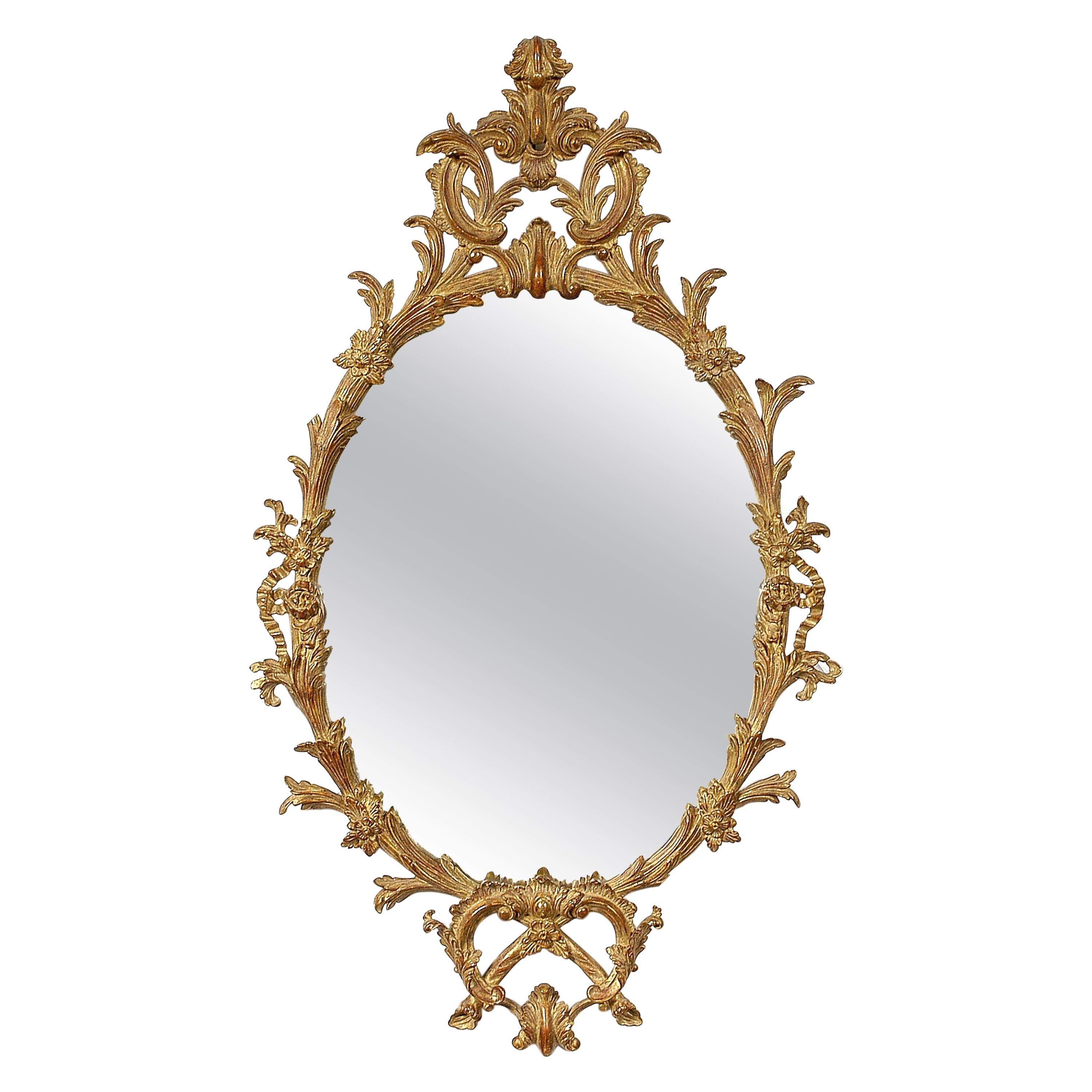 Neoclassical Style Gold Foil Hand Carved Wooden Pair of Mirrors, Spain ...