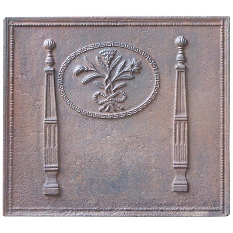 Neoclassical 'Pillars with Decoration' Fireback or Backsplash For Sale ...