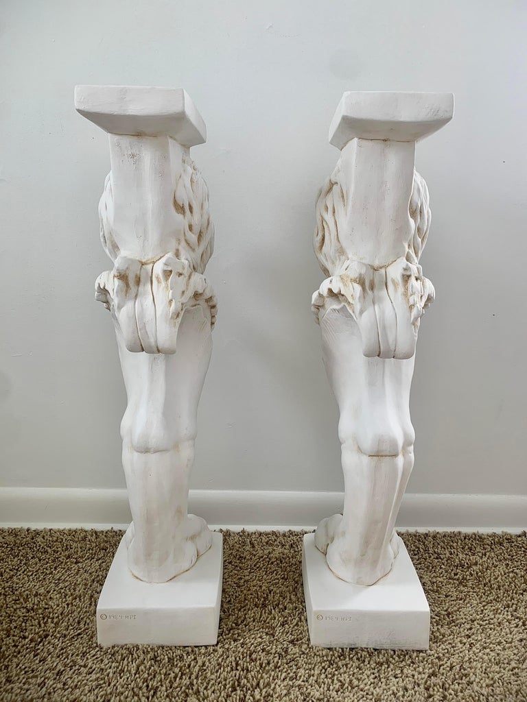 Neoclassical Plaster Roman Lion Pedestals, a Pair For Sale at 1stDibs