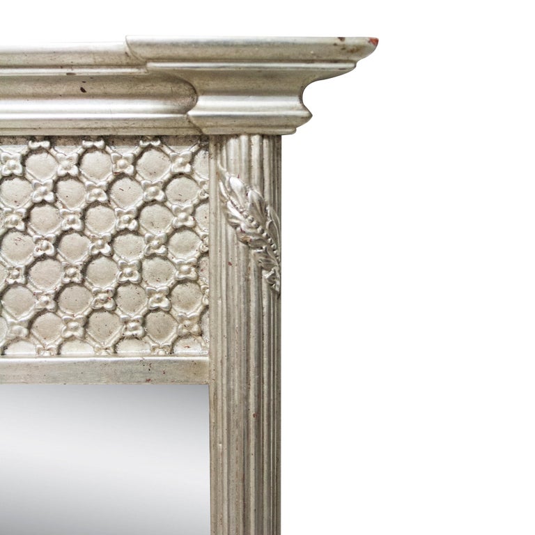 Neoclassical Regency Rectangular Silver Hand Carved Wooden Mirror, 1970 ...