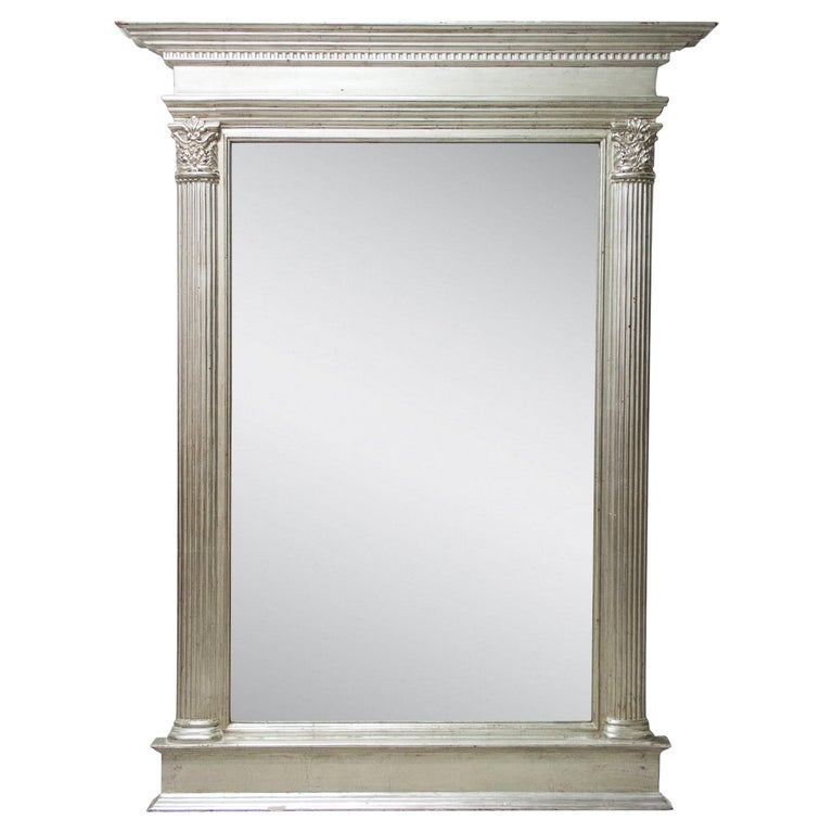 Neoclassical Regency Rectangular Silver Hand Carved Wooden Mirror For ...