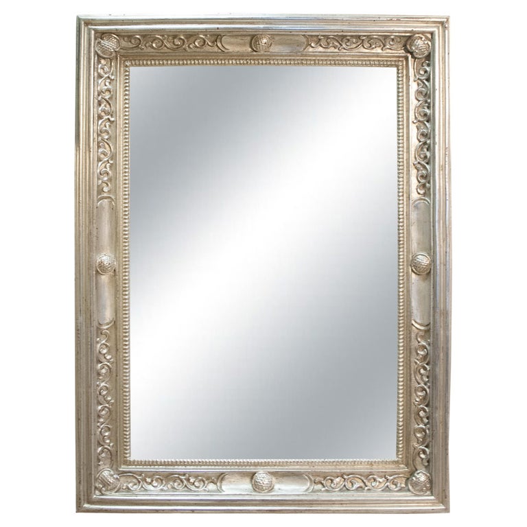 Neoclassical Regency Rectangular Silver Hand Carved Wooden Mirror For ...