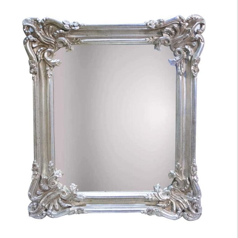 Neoclassical Regency Rectangular Silver Hand Carved Wooden Mirror ...