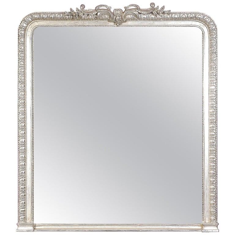 Neoclassical Regency Rectangular Silver Hand Carved Wooden Mirror. For ...