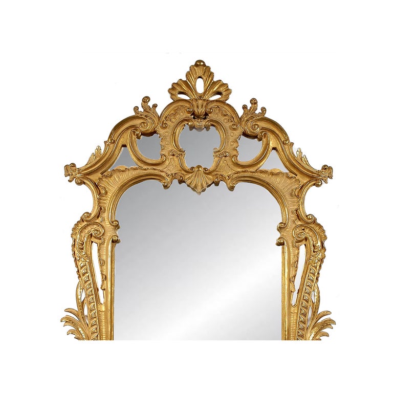 Neoclassical Regency Style Rectangular Gold Foil Hand Carved Wooden ...