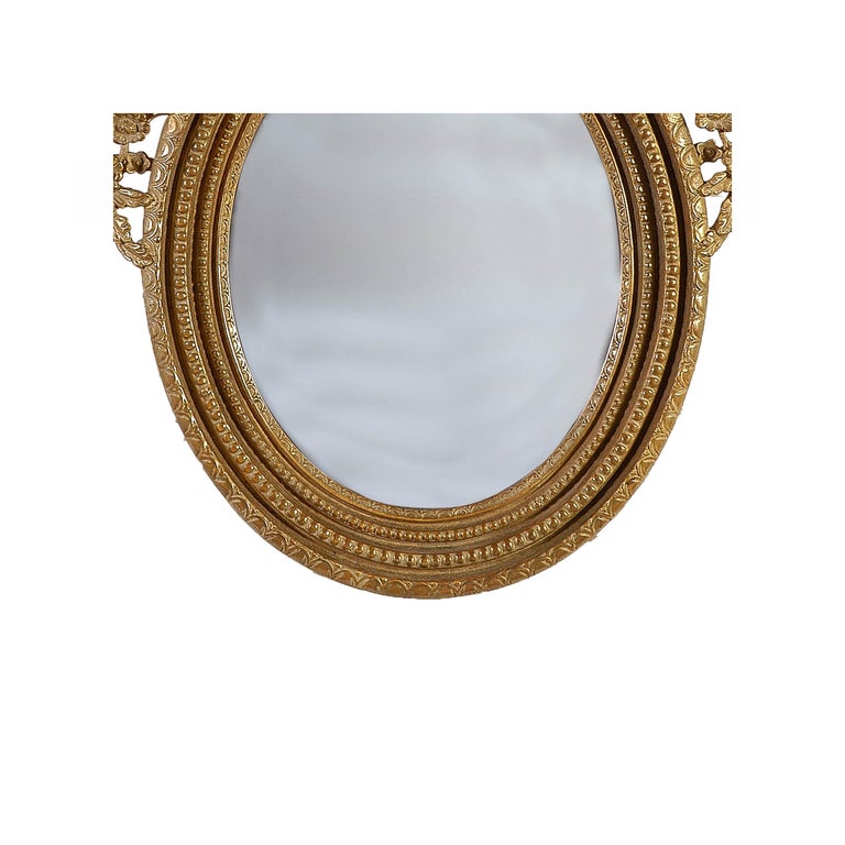 Neoclassical Regency Style Round Gold Foil Hand Carved Wooden Mirror ...