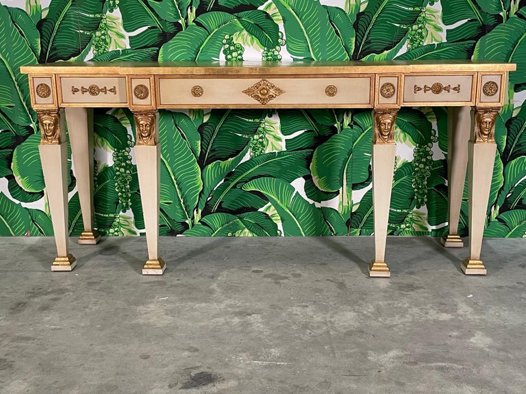 Neoclassical Revival Breakfront Carved Console Table For Sale at 1stDibs