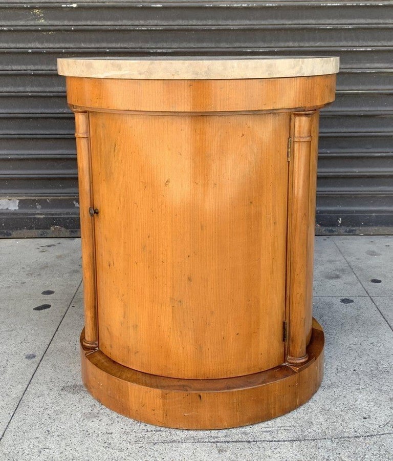 Neoclassical Round Side Table w/ Marble Top by Baker For Sale at 1stDibs