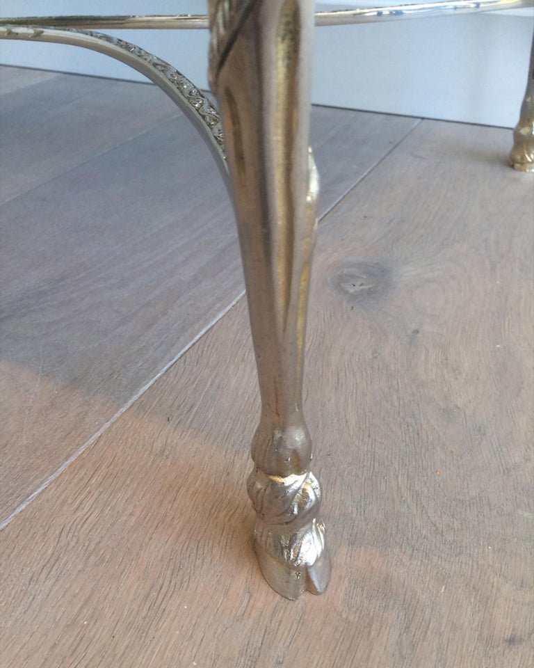 Neoclassical Silver Coffee Table with Animal Feet and Black Lacquered ...