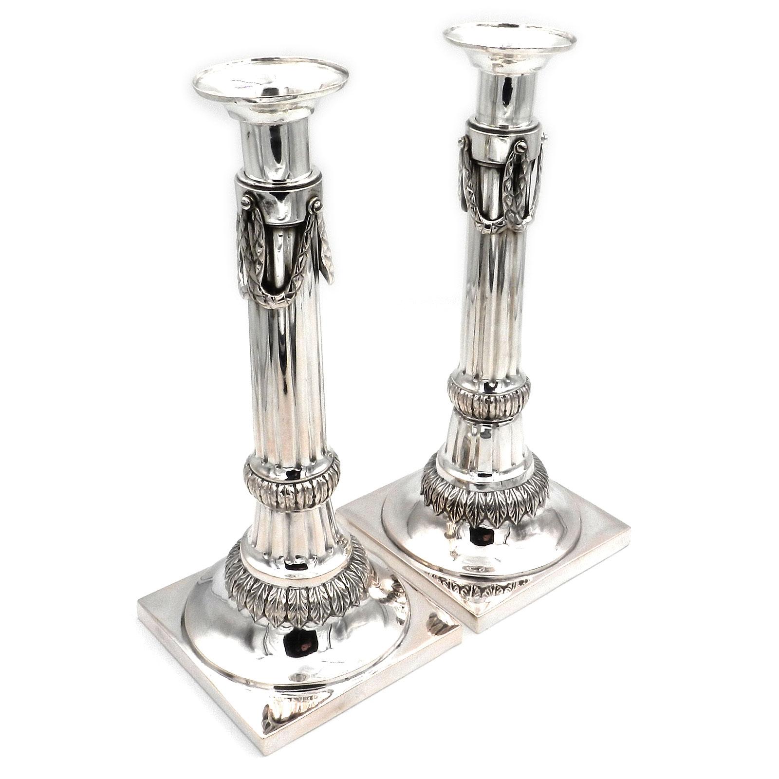 Neoclassical Silver Pair of Candlesticks German circa 1800 at 1stDibs