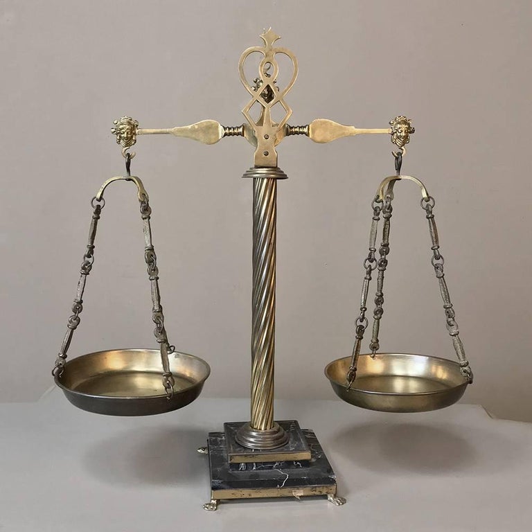 Neoclassical Solid Brass and Marble Italian Balance Scale at 1stDibs ...