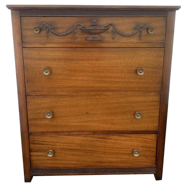 Neoclassical Solid Oak Chest of Drawers, Circa 1930s For Sale at 1stDibs