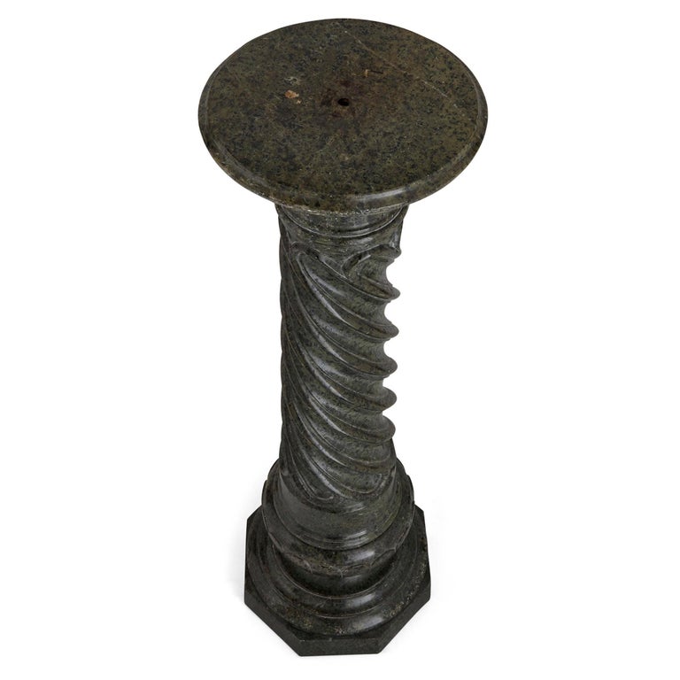 Neoclassical Solomonic Green Serpentine Column For Sale at 1stDibs