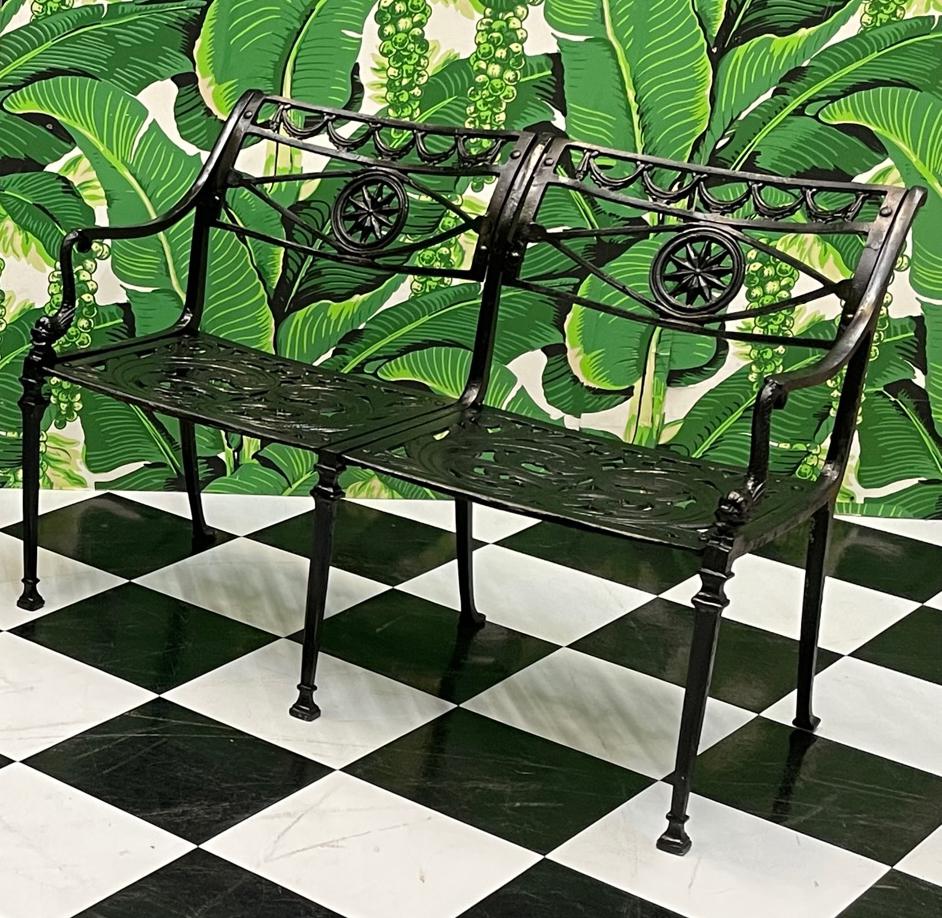 Neoclassical Star and Dolphin Garden Bench Loveseat Attr. To Kenneth ...