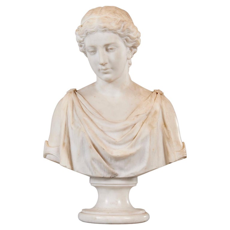 Neoclassical Statuary Marble Bust of a Young Lady at 1stDibs