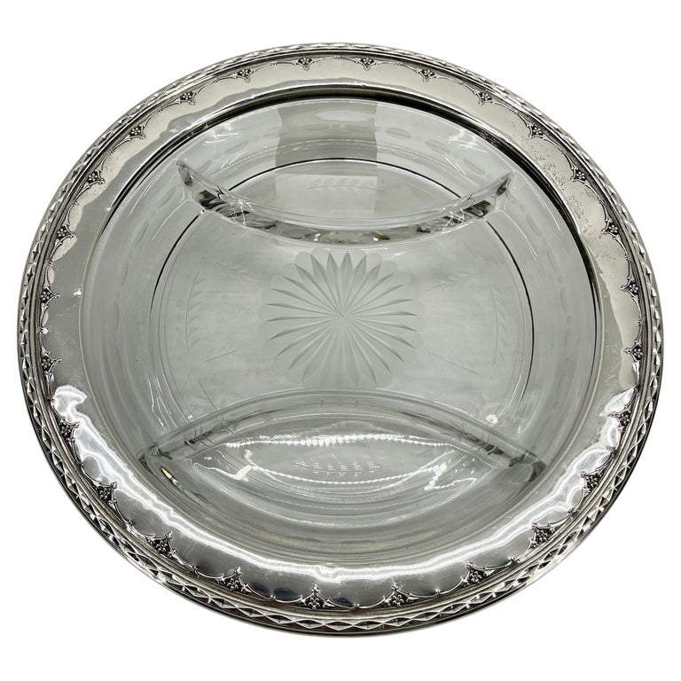 Neoclassical Sterling Silver and Cut Glass Crudite Tray by Wallace For ...