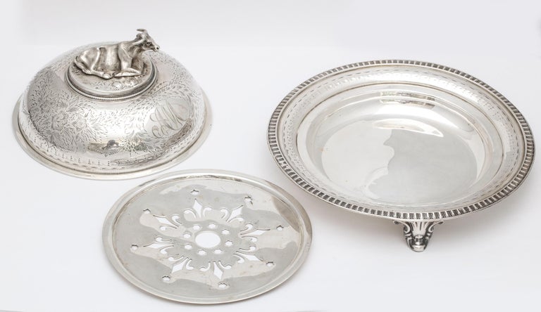 Neoclassical Sterling Silver Covered Footed Butter Dish with Cow Finial ...