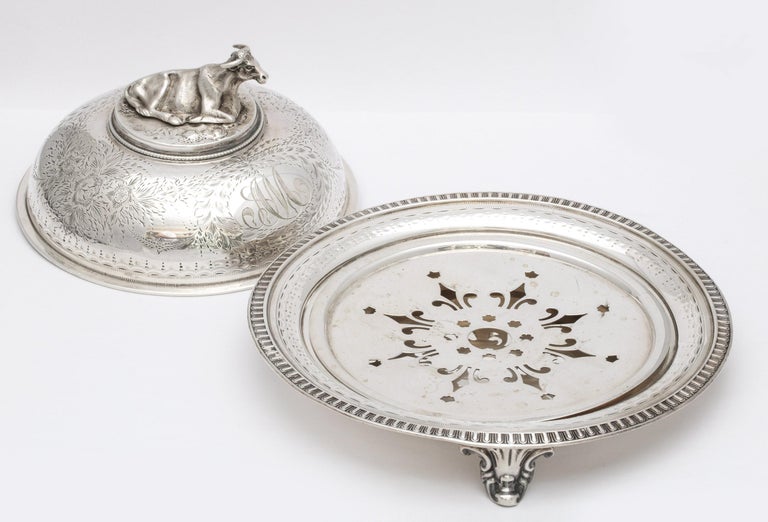 Neoclassical Sterling Silver Covered Footed Butter Dish with Cow Finial ...