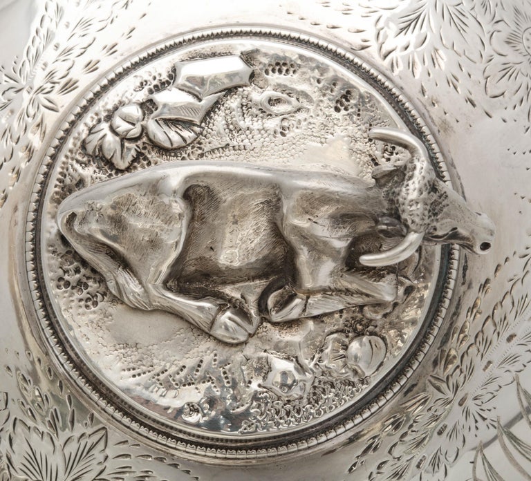 Neoclassical Sterling Silver Covered Footed Butter Dish with Cow Finial ...