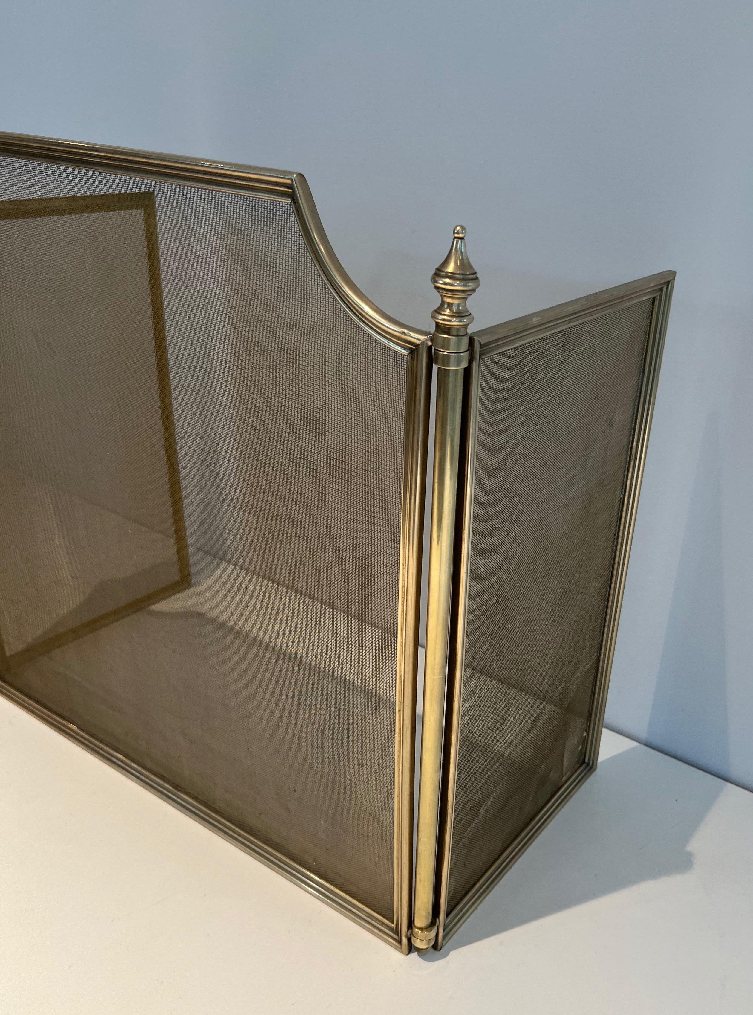 Neoclassical Style Brass and Grilling Fireplace Screen For Sale at 1stDibs