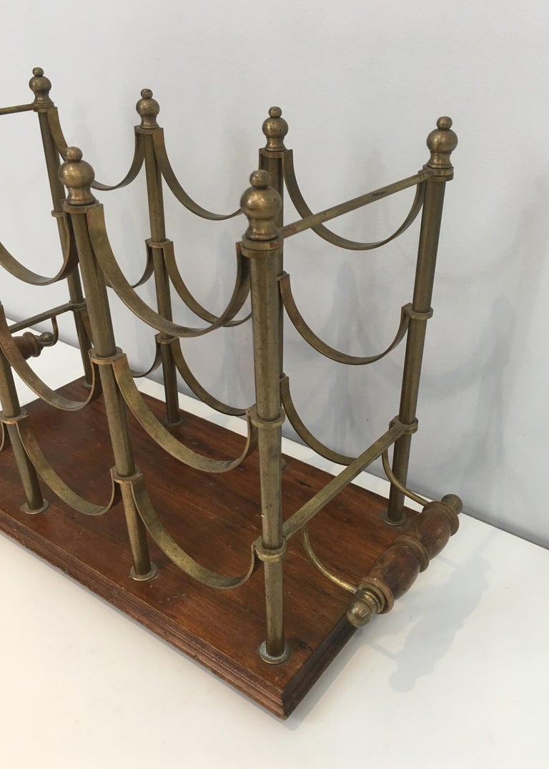 Neoclassical Style Brass and Wood Bottles Rack, French, circa 1970 at ...