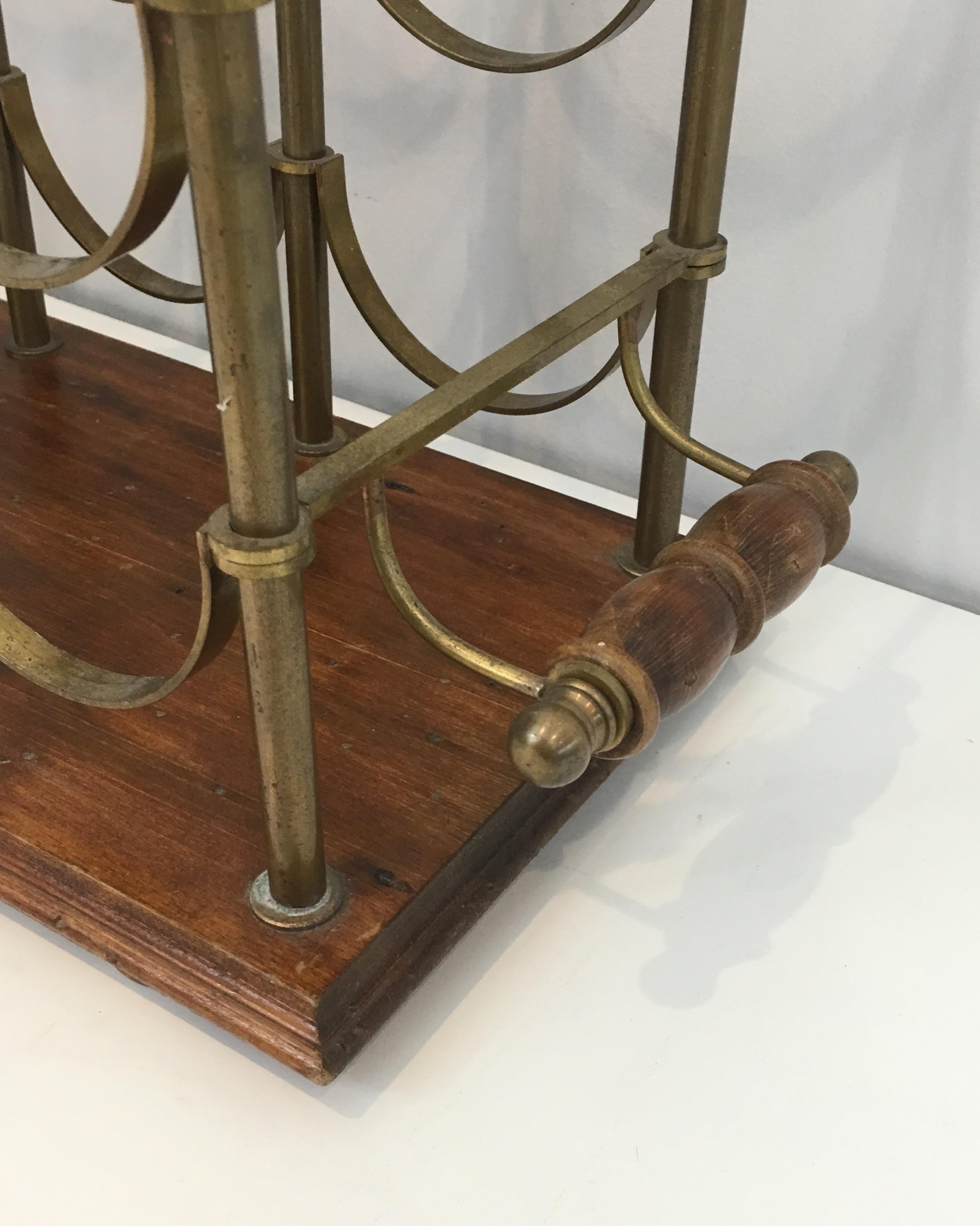 Neoclassical Style Brass and Wood Bottles Rack, French, circa 1970 at ...
