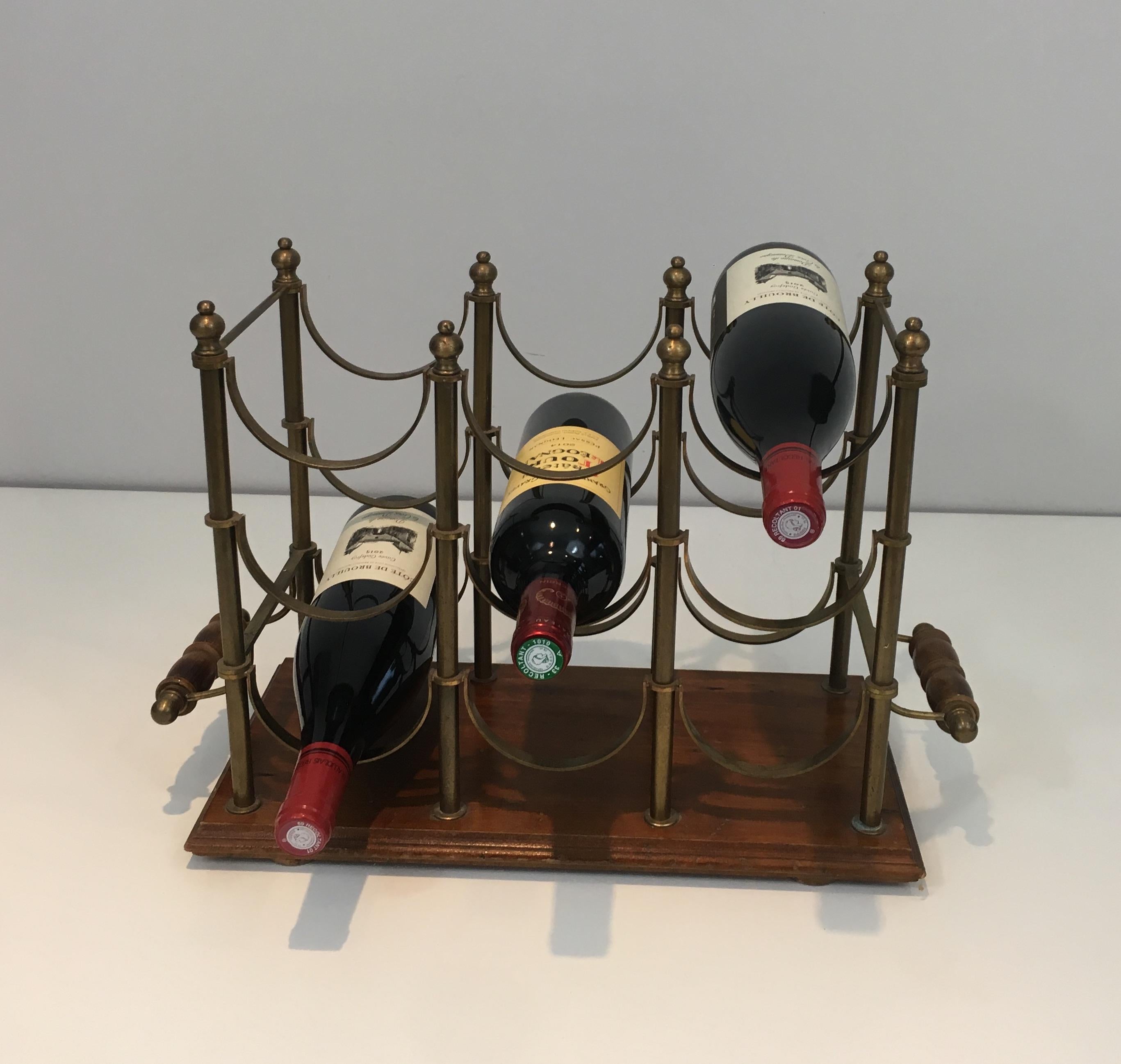 Neoclassical Style Brass and Wood Bottles Rack, French, circa 1970 at ...