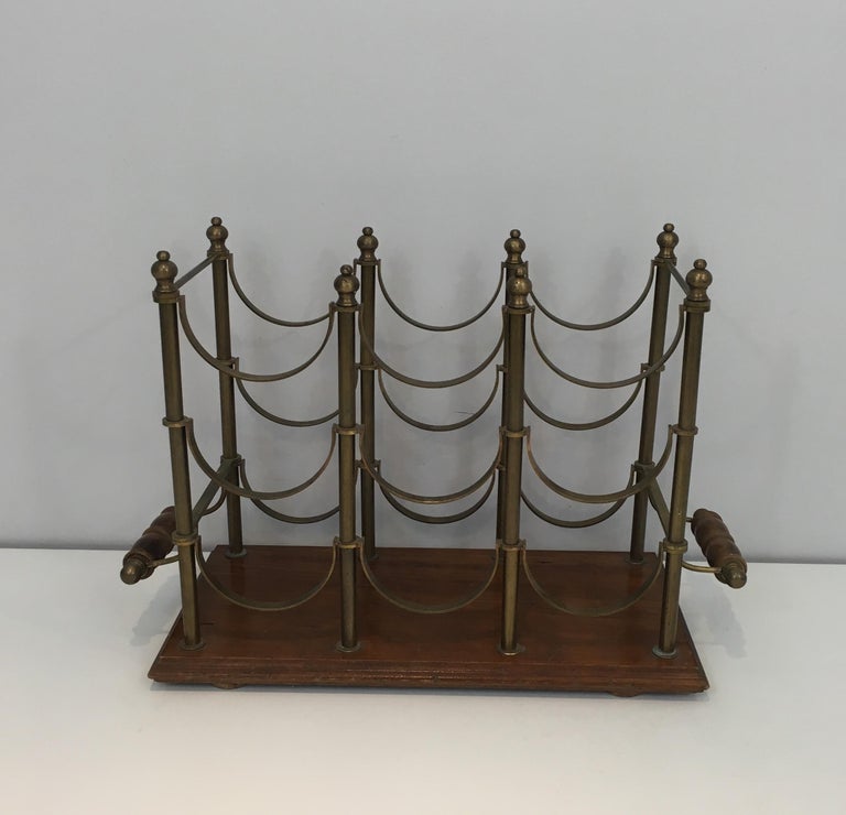 Neoclassical Style Brass and Wood Bottles Rack, French, circa 1970 at ...