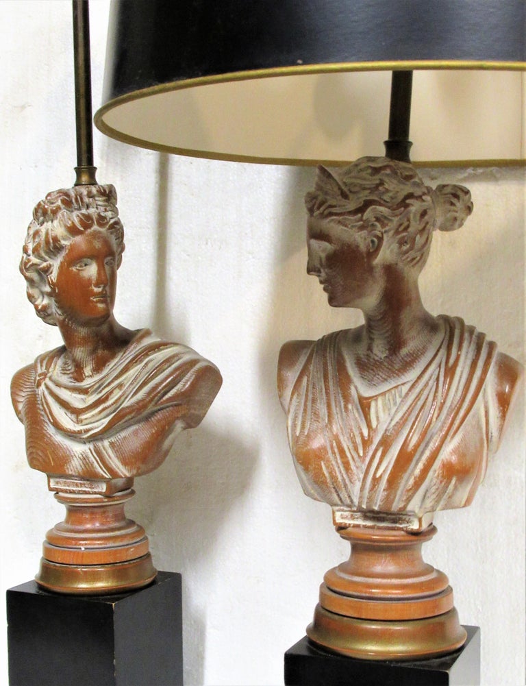 Neoclassical Style Bust Lamps of Daphne and Apollo For Sale at 1stDibs