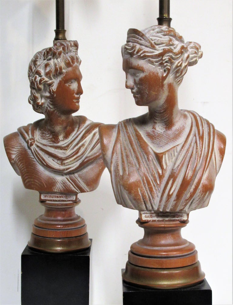 Neoclassical Style Bust Lamps of Daphne and Apollo For Sale at 1stDibs