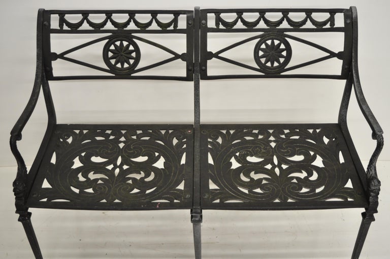 Neoclassical Style Dolphin Patio Double Settee Bench Attributed to ...