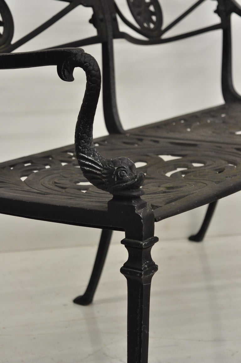 Neoclassical Style Dolphin Patio Double Settee Bench Attributed to ...