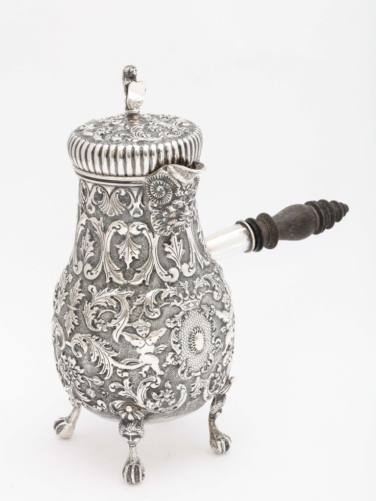 Neoclassical Style Dutch Continental Silver (.800) Chocolate Pot With ...