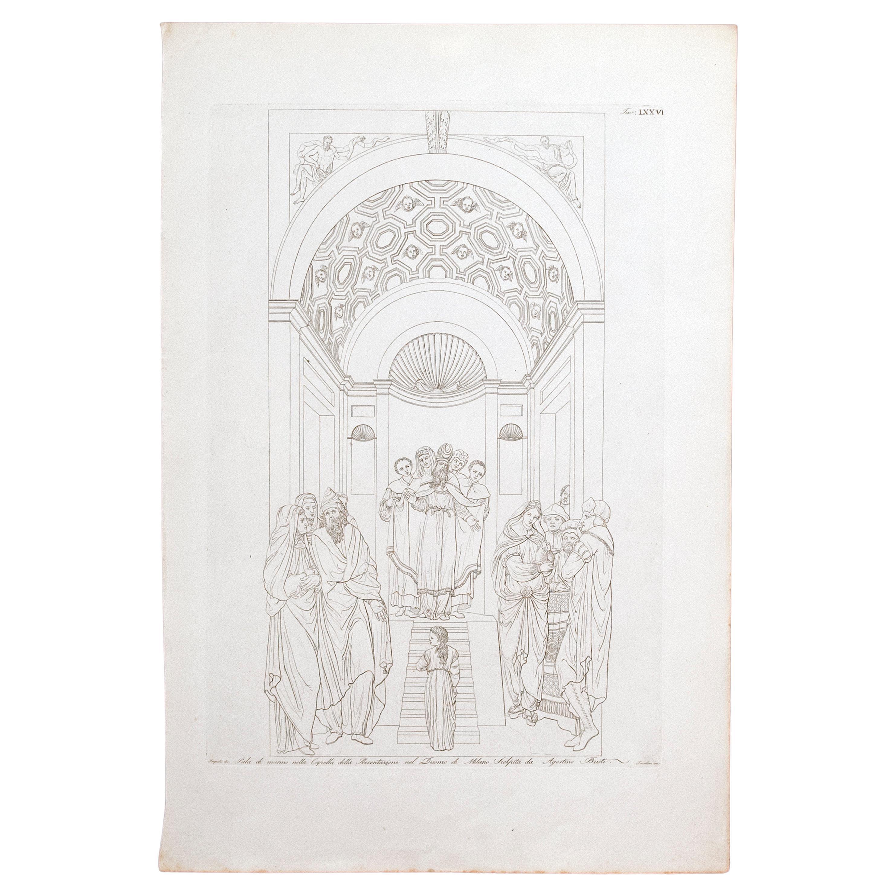 Neoclassical Style Etching Drawing by Brignoli For Sale at 1stDibs