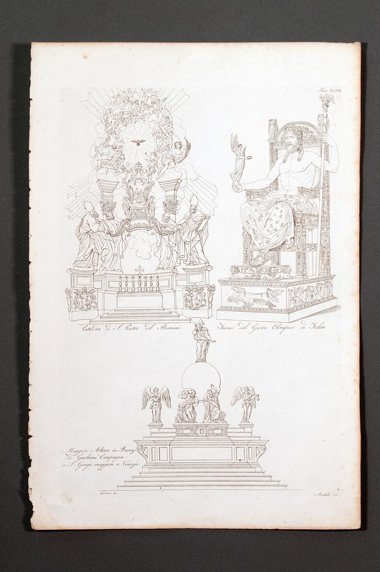 Gravure sur toile de style néoclassique du graveur Benedetto Musitelli ...