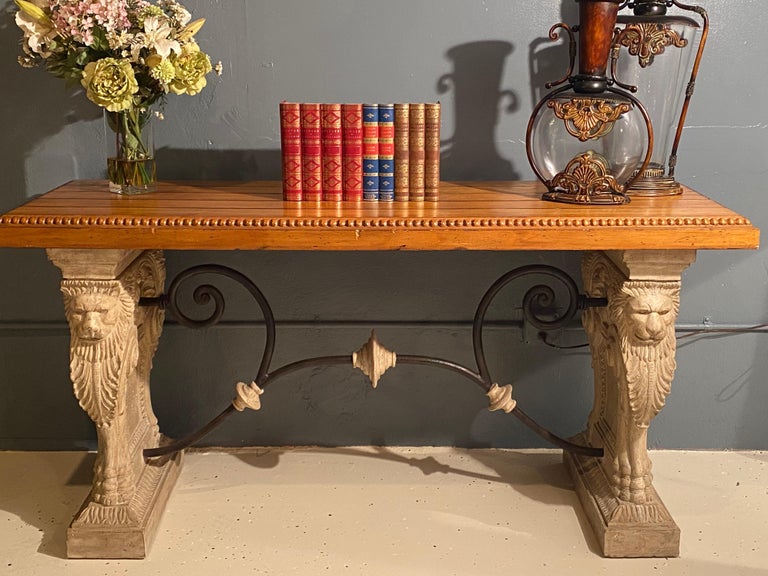 Neoclassical Style Faux Stone Console Table Having a Grooved Top ...