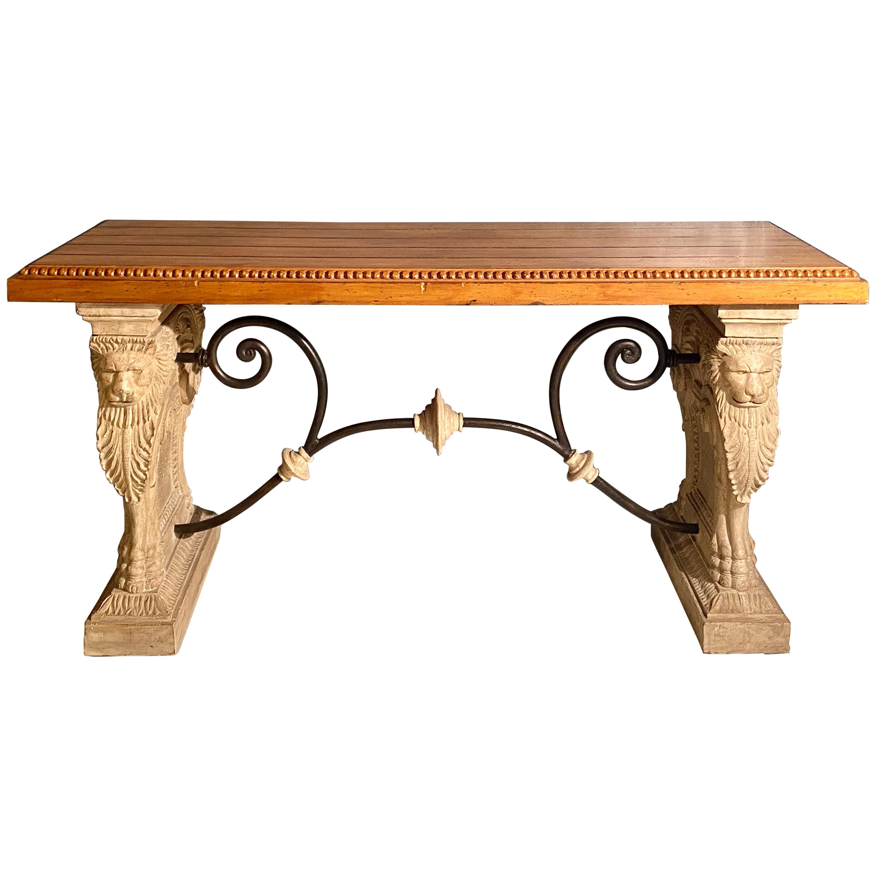 Neoclassical Style Faux Stone Console Table Having a Grooved Top ...