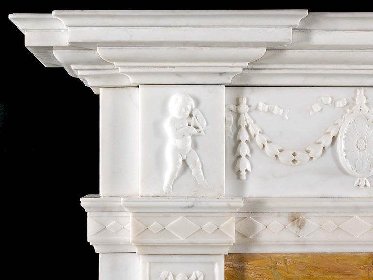Neoclassical Style Fireplace in Statuary and Sienna Marble at 1stDibs