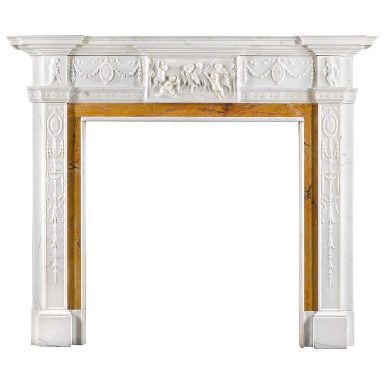 Neoclassical Style Fireplace in Statuary and Sienna Marble at 1stDibs
