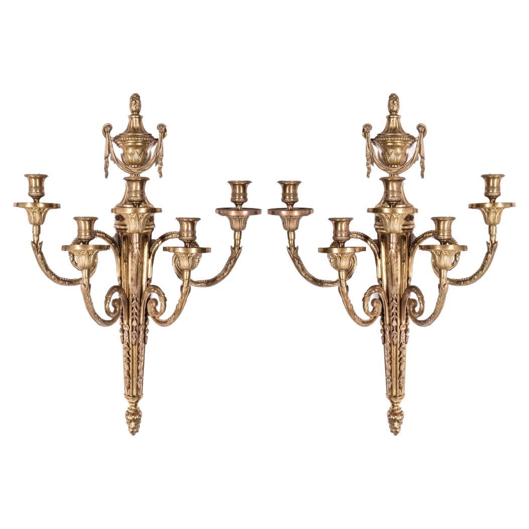 Pair of Neoclassic Style Bronze Sconces For Sale at 1stDibs