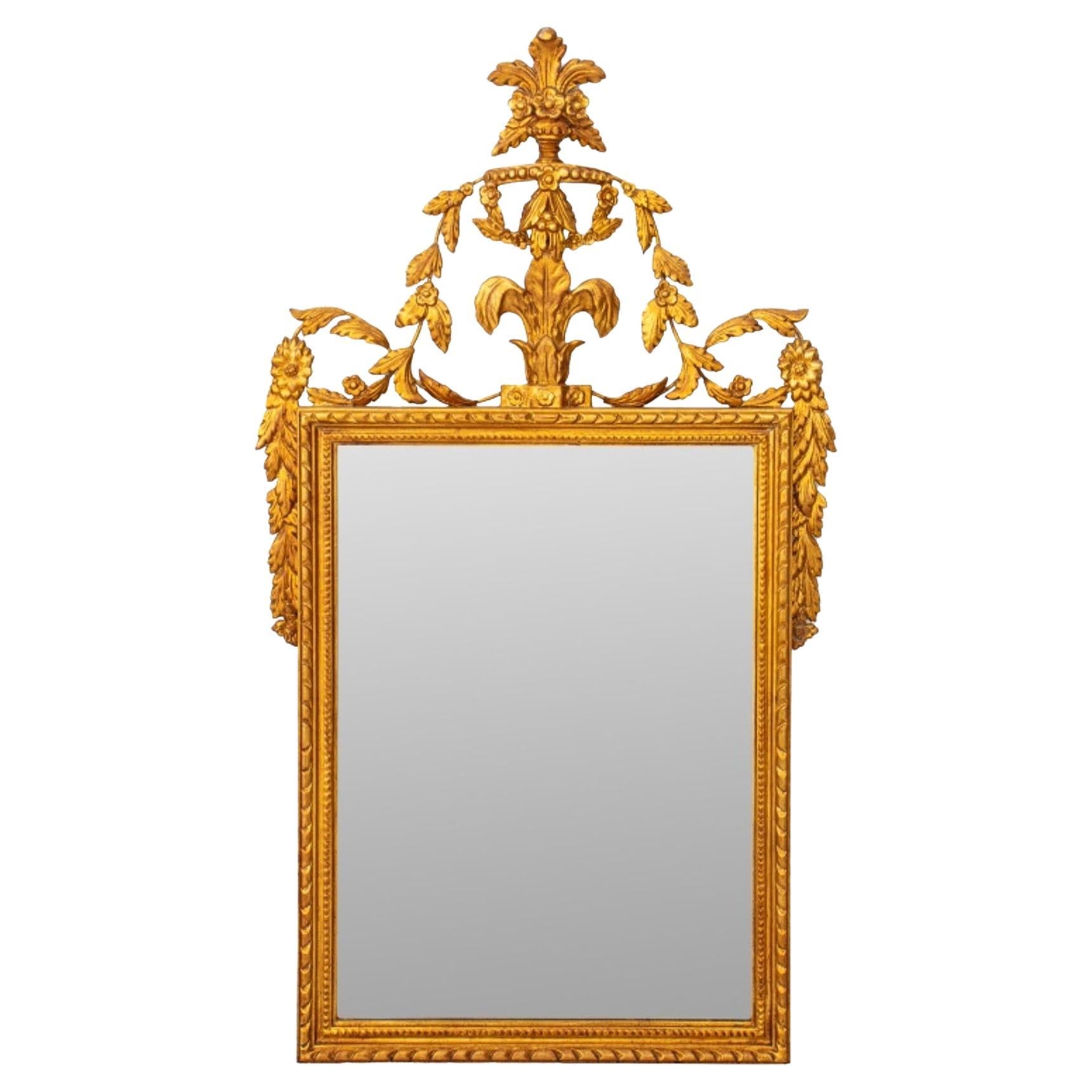 Neoclassical Style Gilt Wood Beveled Glass Mirror For Sale at 1stDibs