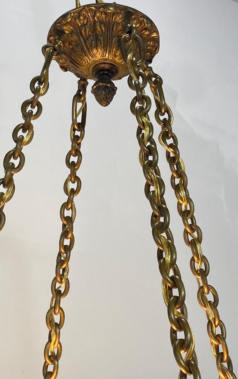 Neoclassical Style Glass and Brass Light Fixture, American circa 1915 ...