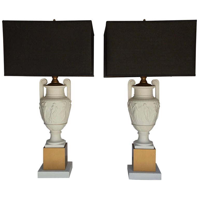 Neoclassical Style Greek Figural Urn Table Lamps, Pair at 1stDibs