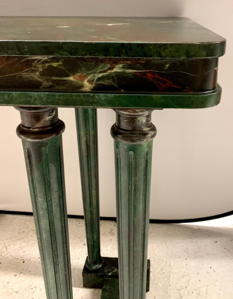 Neoclassical Style Hand Painted Faux Green Marble Console Table For ...